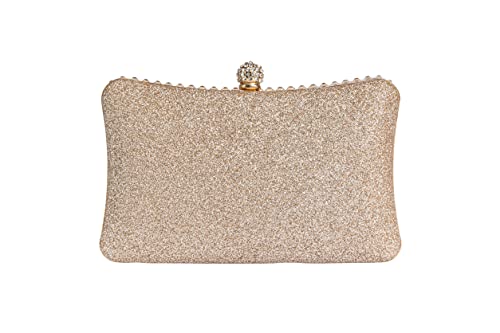 Mulian LilY Gold Evening Bags For Women Glitter Crystal Rhinestones Clutch Purse With Detachable Chain Strap M261