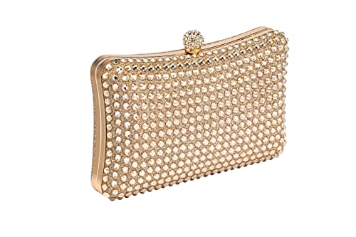 Mulian LilY Gold Evening Bags For Women Glitter Crystal Rhinestones Clutch Purse With Detachable Chain Strap M261