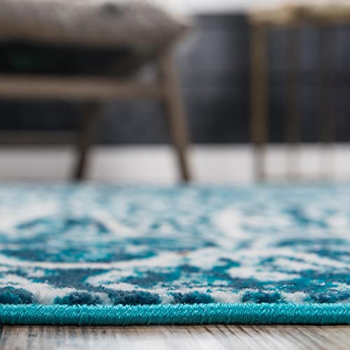 Rugs.com Monte Carlo Collection Rug β 6' x 9' Turquoise Medium Rug Perfect for Living Rooms, Large Dining Rooms, Open Floorplans