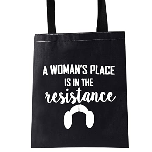 Feminist Tote Bag For Women A Woman's Place Is In The Resistance Feminist Theme Gift(place in resistance TGbl)