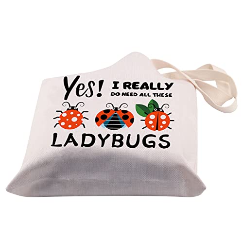 BDPWSS Ladybug Tote Bag For Women Good Luck Ladybug Lover Gift Yes i Really Do Need All These Ladybugs Canvas Handbag (Do need ladybugs TG)