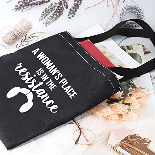 Feminist Tote Bag For Women A Woman's Place Is In The Resistance Feminist Theme Gift(place in resistance TGbl)
