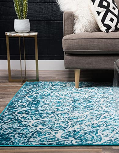 Rugs.com Monte Carlo Collection Rug β 6' x 9' Turquoise Medium Rug Perfect for Living Rooms, Large Dining Rooms, Open Floorplans