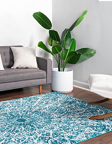 Rugs.com Monte Carlo Collection Rug β 6' x 9' Turquoise Medium Rug Perfect for Living Rooms, Large Dining Rooms, Open Floorplans