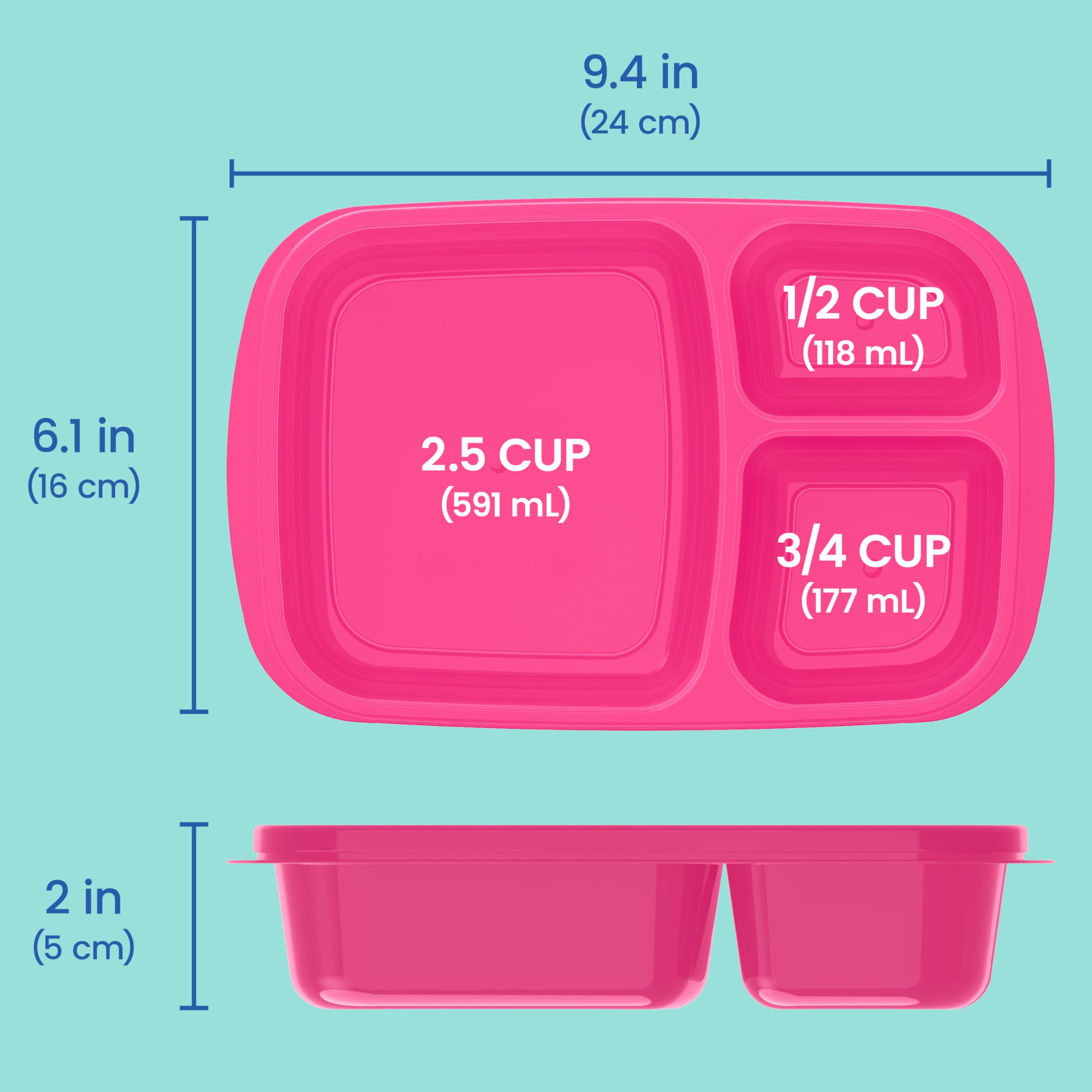 Bentgo Easyboxes - Original Stackable Lunch Boxes - Reusable 3-Compartment Food Containers for Kids and Adults - Bento Lunch Box for Meal Prep, School, & Work - BPA Free, Set of 4 (Jewel Brights)