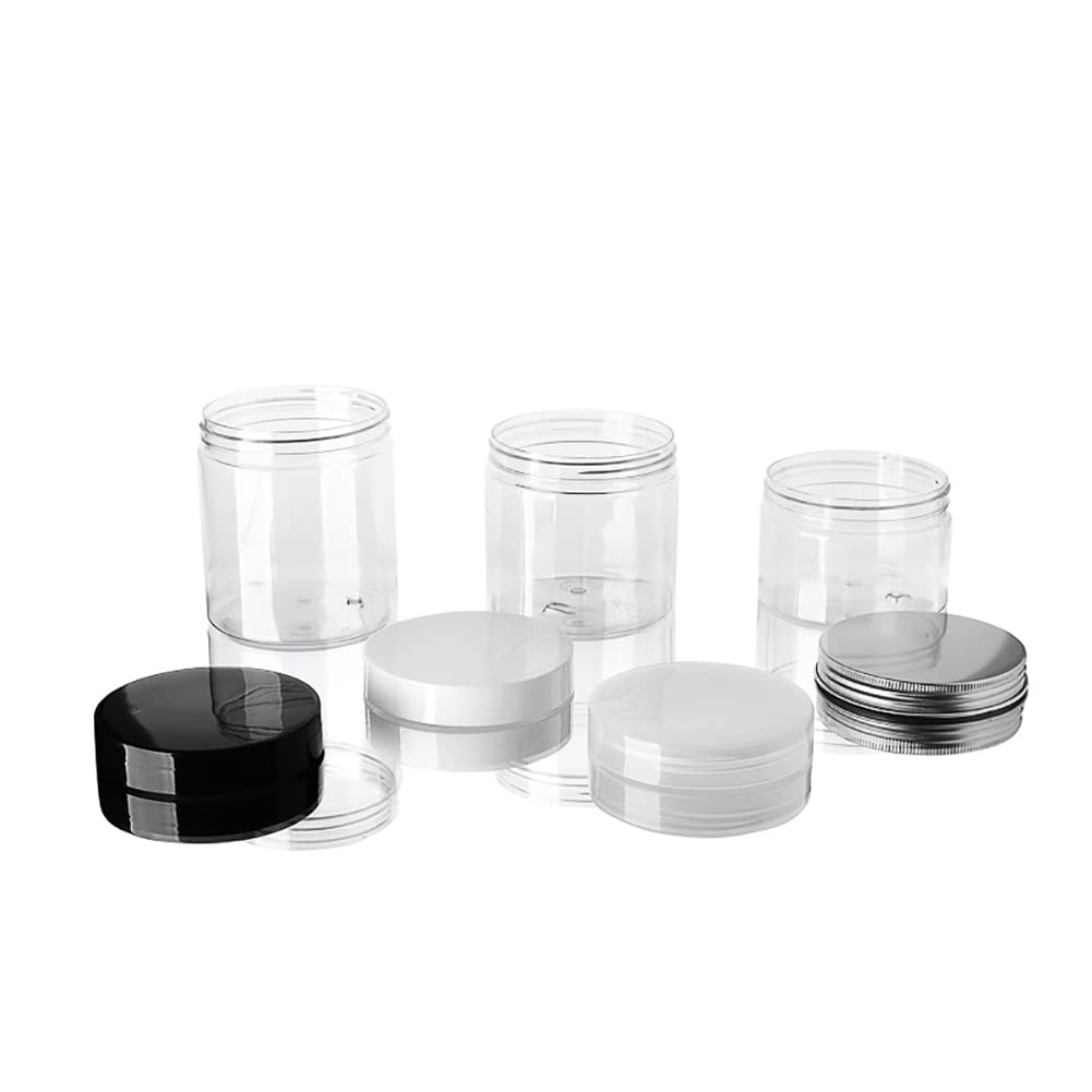 UUYYEO 6 Pcs 60ml Clear Plastic Pots Jars Containers with Lid Clear Slime Storage Favor Jars Empty Cosmetic Containers for Lotion Eye Shadow Creams Clear