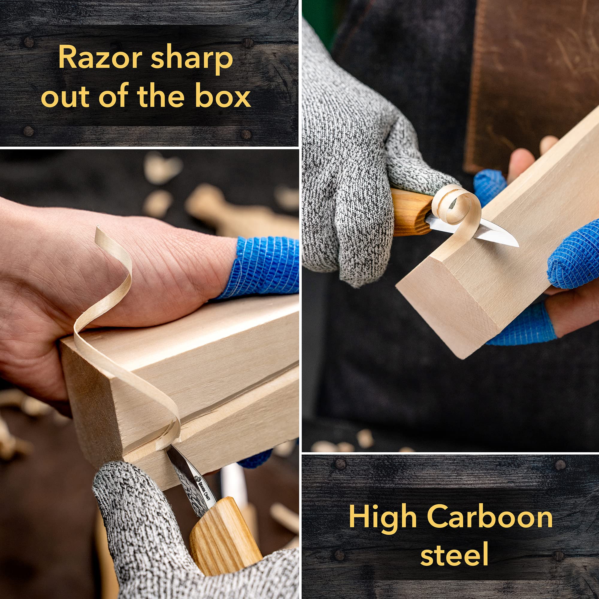 BeaverCraft S15 Whittling Kit Wood Carving Kit for Beginners - Wood Carving Tools Set - Whittling Knife Set Whittling Tools Wood Carving Wood for Beginners, Wood Whittling Kit for Beginners