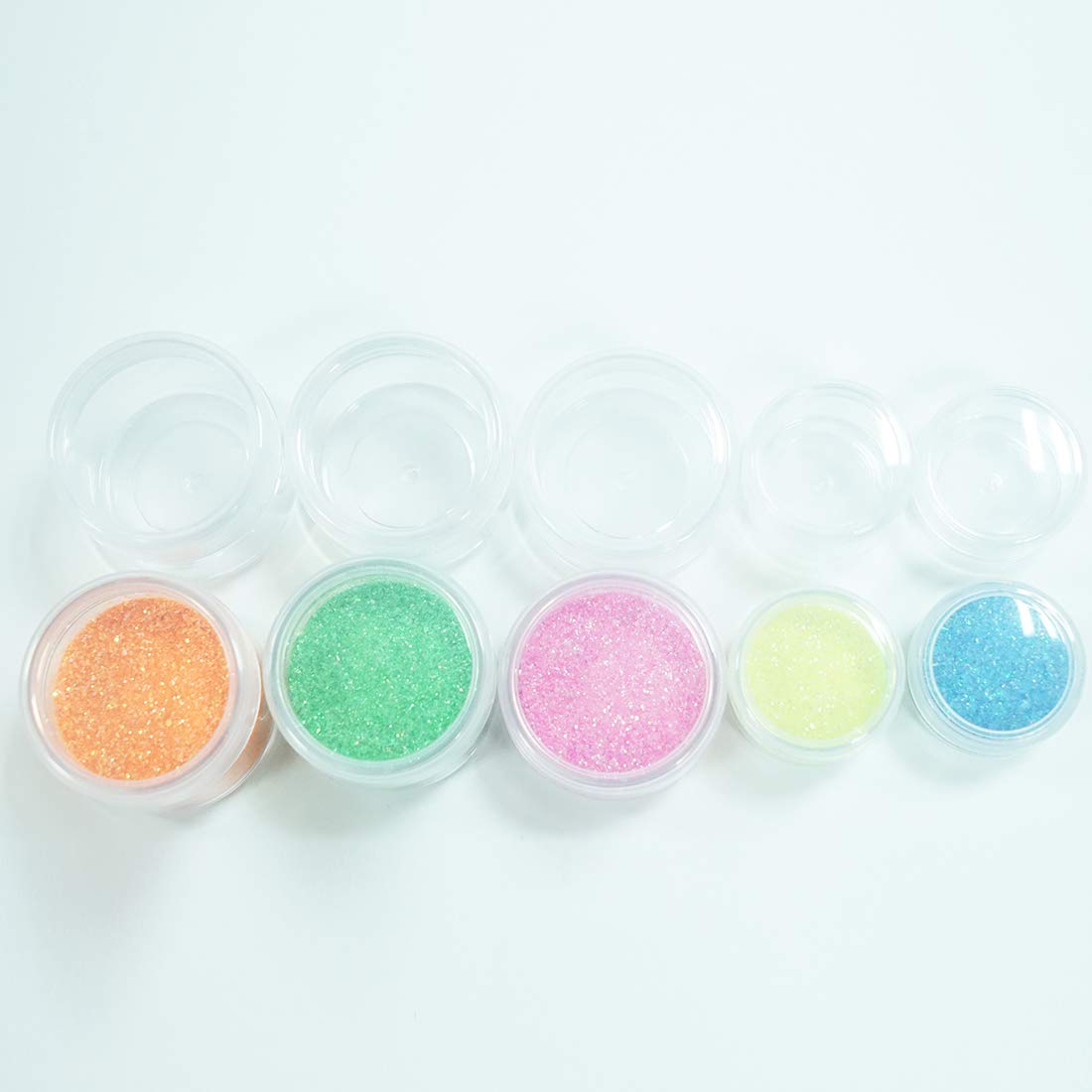 ZEJIA 10pcs Small Travel Containers, Clear Sample Containers with Screw Lids, 5 Size 3/5/10/15/20 Gram Sample Jars with 12pcs Labels and 2pcs Mini Disposable Spatula, Makeup Sample Containers BPA Free