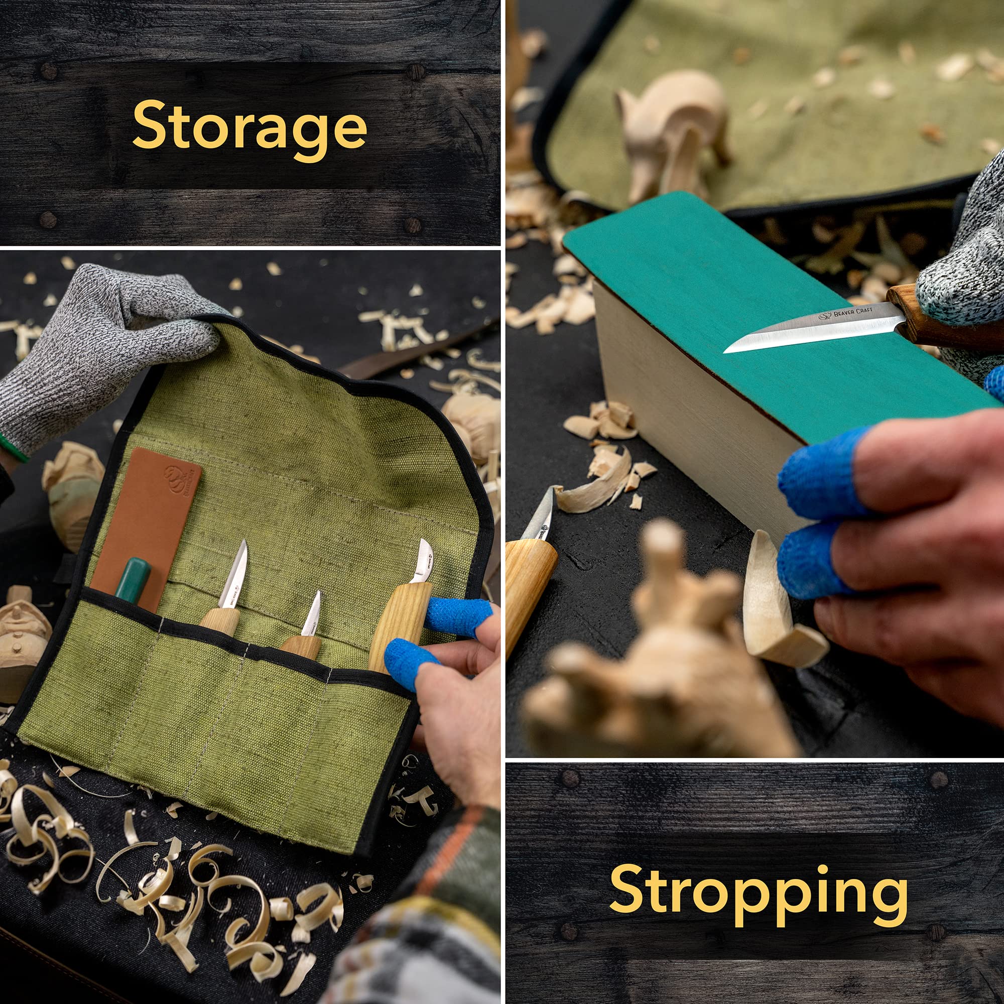 BeaverCraft S15 Whittling Kit Wood Carving Kit for Beginners - Wood Carving Tools Set - Whittling Knife Set Whittling Tools Wood Carving Wood for Beginners, Wood Whittling Kit for Beginners