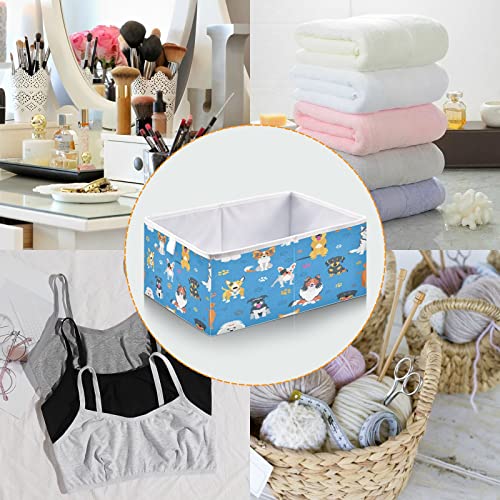 Kigai Pet Dog Blue Cube Storage Bins - 11x11x11 In Large Foldable Storage Basket Fabric Storage Baskes Organizer for Toys, Books, Shelves, Closet, Home Decor