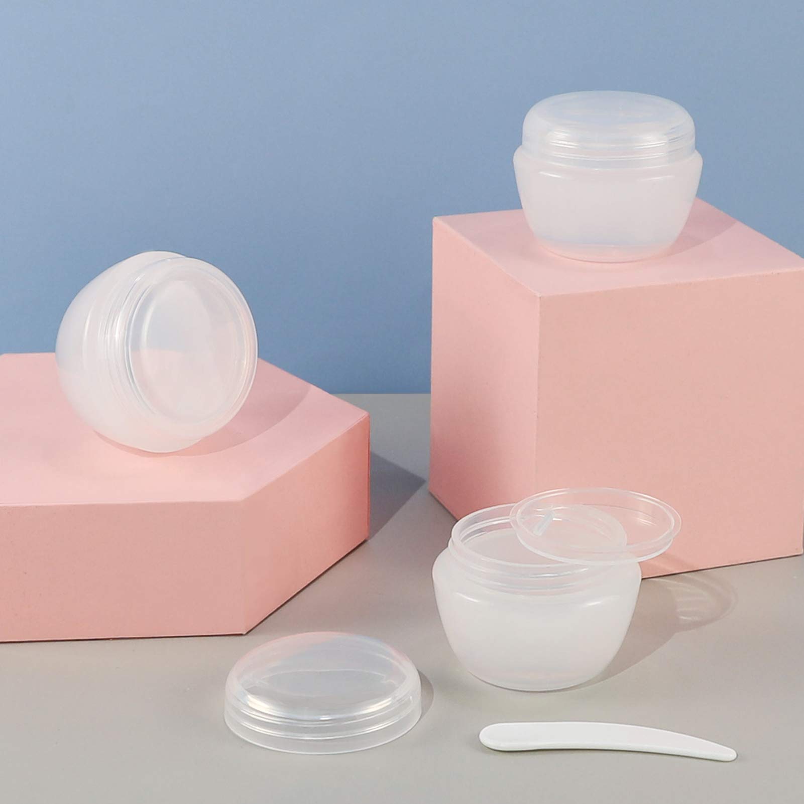 LONGWAY 1 Oz (30ML) Little Plastic Jars with Lids and Inner Liners | Empty Lotion Containers/Travel Cream Containers - for Salves,Lotions and Creams, Cosmetic Jars & BPA Free (Pack of 12, Clear)