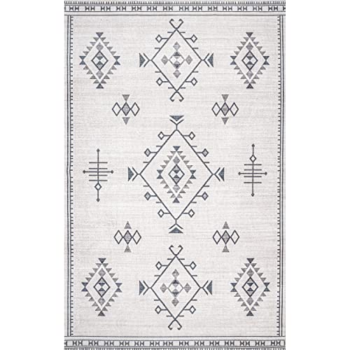 nuLOOM Evalyn Machine Washable Southwestern Motif Area Rug, 6' x 9', Cream