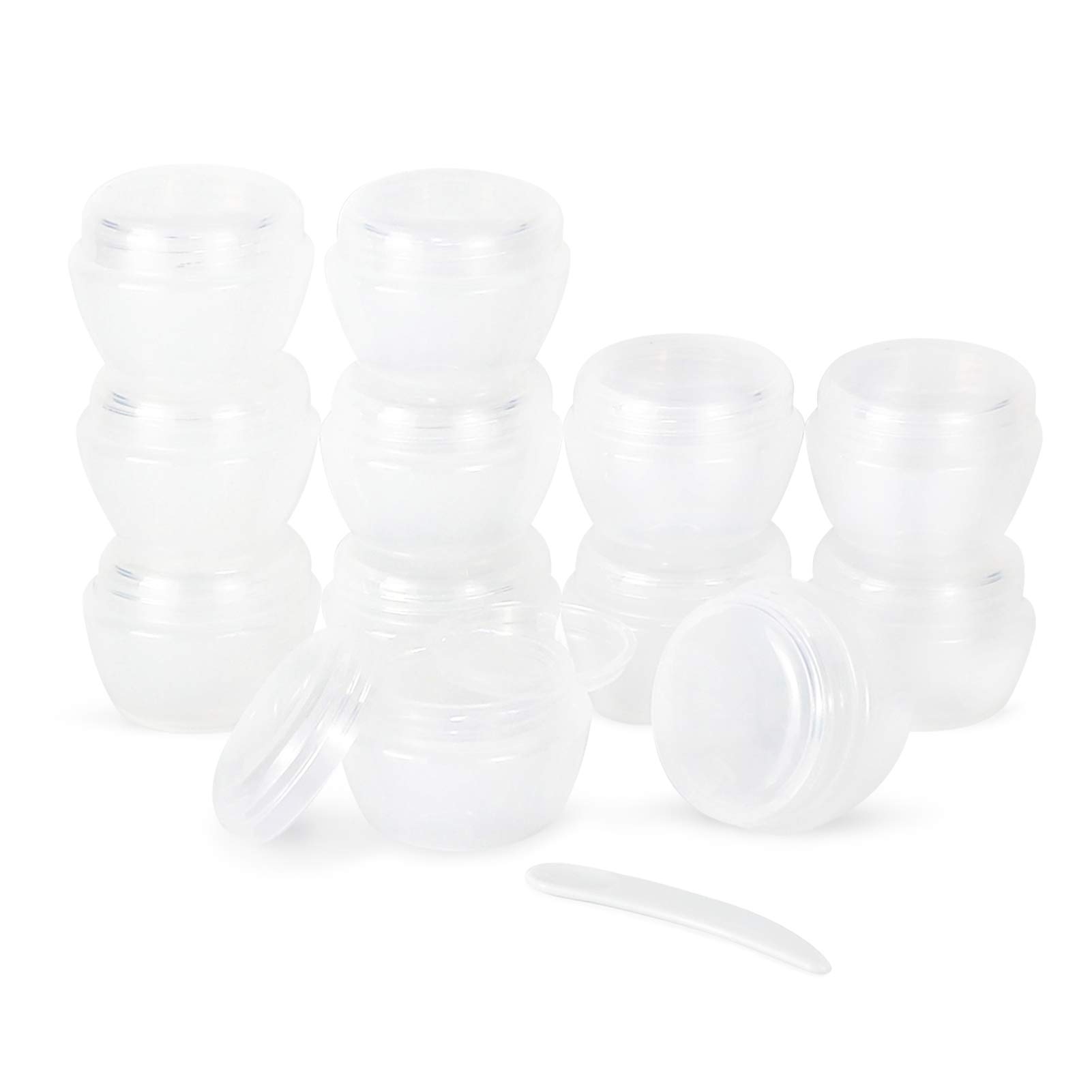 LONGWAY 1 Oz (30ML) Little Plastic Jars with Lids and Inner Liners | Empty Lotion Containers/Travel Cream Containers - for Salves,Lotions and Creams, Cosmetic Jars & BPA Free (Pack of 12, Clear)