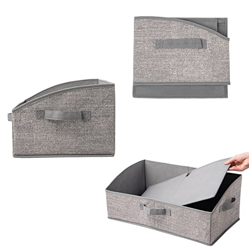 Sweejar 4-Pack Closet Storage Bins,Storage Baskets for Shelves,Clothes Storage Boxes,Collapsible Trapezoid Storage Bins,Fabric Bins and Baskets,Gray