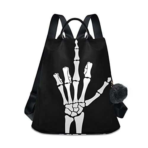 Glaphy Skull Finger Funny Backpack Purse for Women, Anti Theft Backpack Shoulder Bag, Fashion Casual Lightweight Ladies Backpack