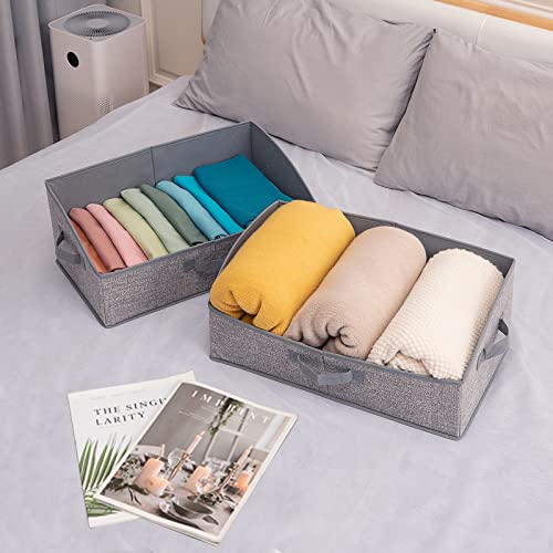 Sweejar 4-Pack Closet Storage Bins,Storage Baskets for Shelves,Clothes Storage Boxes,Collapsible Trapezoid Storage Bins,Fabric Bins and Baskets,Gray