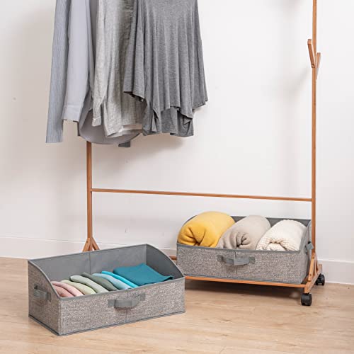 Sweejar 4-Pack Closet Storage Bins,Storage Baskets for Shelves,Clothes Storage Boxes,Collapsible Trapezoid Storage Bins,Fabric Bins and Baskets,Gray