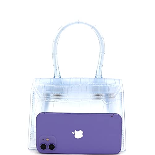 Top Handle 2-Way PU Leather PVC Jelly Mini Satchel Bag Crossbody (Neon Green)