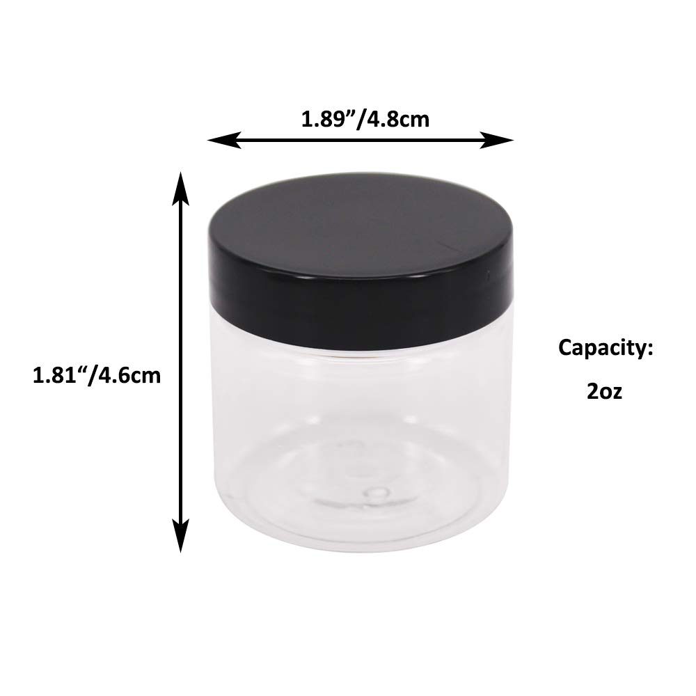 zmybcpack 20 pack 2 OZ Round Clear Plastic Slime Jars With Lids, PET Containers, Storage Jars, Travel Jars For Cosmetic, Makeup, Organization