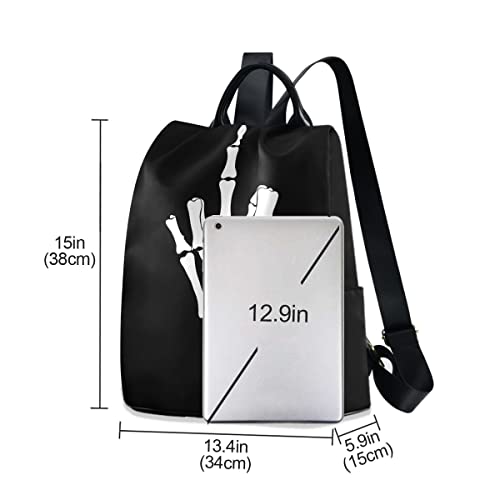 Glaphy Skull Finger Funny Backpack Purse for Women, Anti Theft Backpack Shoulder Bag, Fashion Casual Lightweight Ladies Backpack