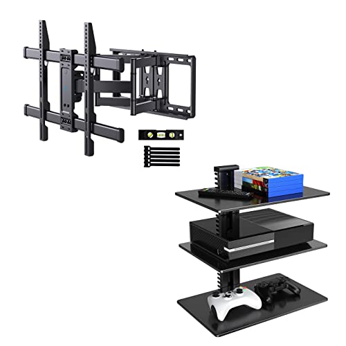 Floating Wall Mounted Shelf AV Mount Shelf - PERLESMITH Full Motion TV Wall Mount