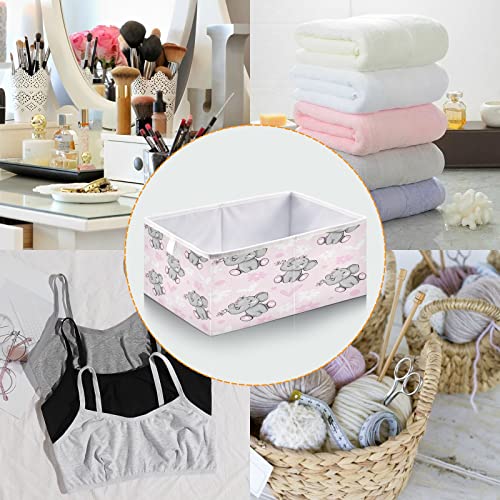 Kigai Cute Elephant Cube Storage Bins - 11x11x11 In Large Foldable Storage Basket Fabric Storage Baskes Organizer for Toys, Books, Shelves, Closet, Home Decor