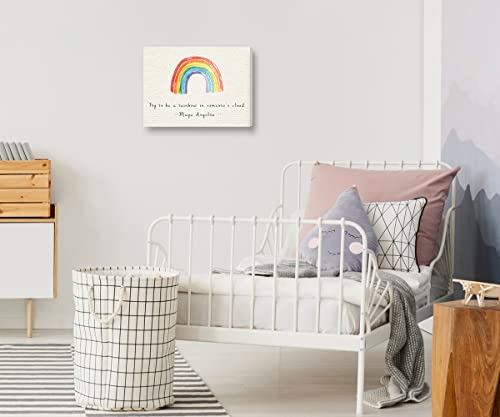EZOSUN Try to be a rainbow in someone's cloud Inspirational qoute, Motivational canvas Wall Art print for Home Studio Office Decor. Gift for Kids Girl ,11.5X15