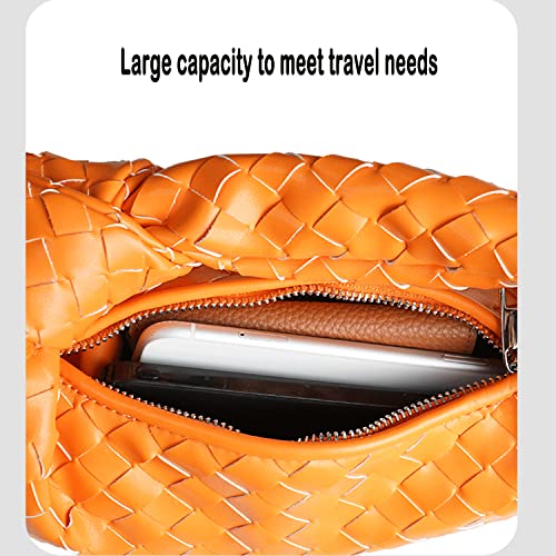 Women Shoulder Bags, Cute Hobo Tote Handbag Mini Clutch Purse Leather Woven HandBag Dumpling Shoulder Bag with Zipper Closure