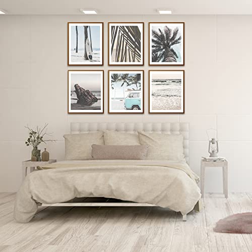 Admmixoo Beach Wall Art Prints Set of 6 Canvas Art Wall Artwork Landscape Coastal Surf Poster Palm Tree Pictures Photo Paintings on Canvas for Home Decor Room Wall Decor (8"x10" UNFRAMED)