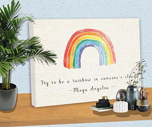 EZOSUN Try to be a rainbow in someone's cloud Inspirational qoute, Motivational canvas Wall Art print for Home Studio Office Decor. Gift for Kids Girl ,11.5X15