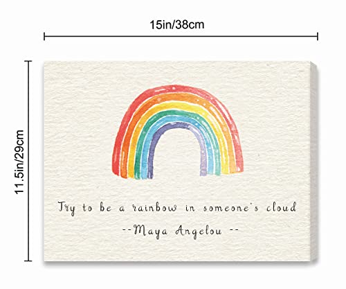 EZOSUN Try to be a rainbow in someone's cloud Inspirational qoute, Motivational canvas Wall Art print for Home Studio Office Decor. Gift for Kids Girl ,11.5X15