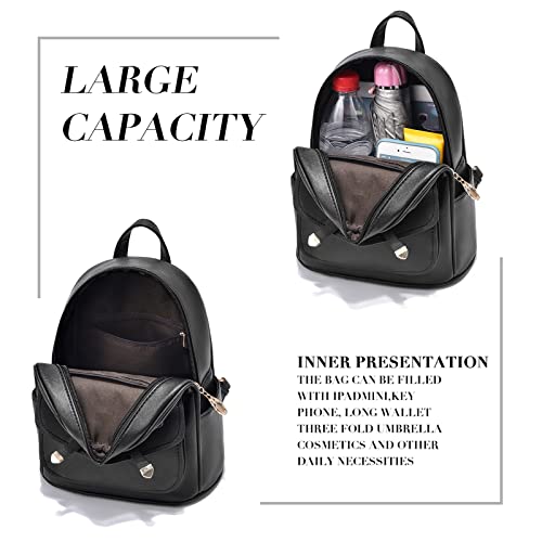 ZGWJ Girls Mini Leather Backpack Purse Bowknot Small Backpack Cute Casual Travel Daypacks Shoulder Bags for Women Black