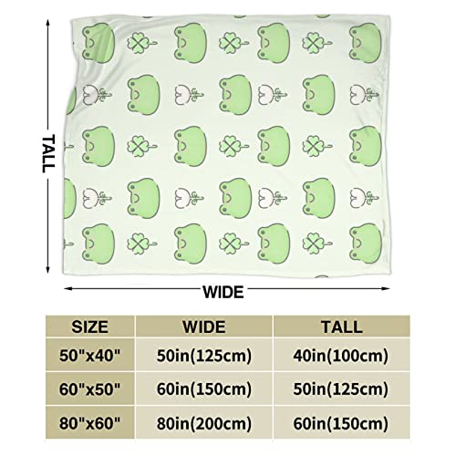 Pubnico Cute Green Frogs Blanket , Flannel Blanket Fluffy Cozy Fuzzy Throws Non-Shedding for Nap Bed Sofa Couch Home Decor, Adults Kids Teens Frog Gifts