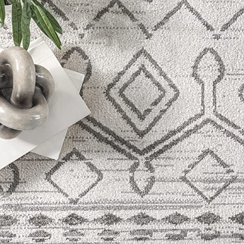 nuLOOM Audrey Machine Washable Geometric Moroccan Area Rug, 8' x 10', Ivory