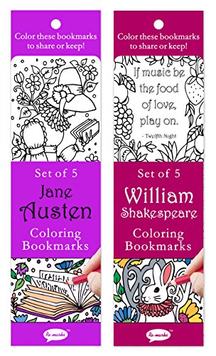 Re-Marks Shakespeare and Jane Austen Colormarks Gift Set - Includes 10 Coloring Bookmarks