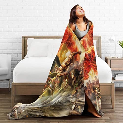 Anime Throw Blanket Levi Ackerman Throw Blanket Ultra-Soft Flannel Blanket