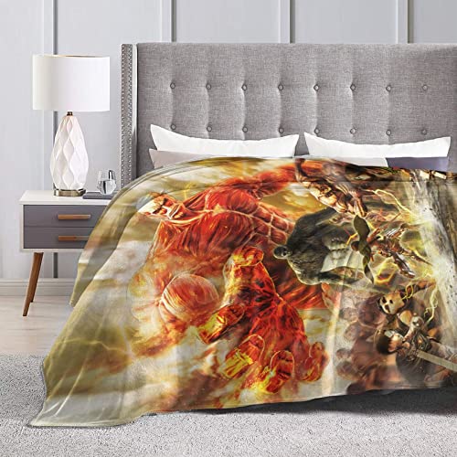 Anime Throw Blanket Levi Ackerman Throw Blanket Ultra-Soft Flannel Blanket