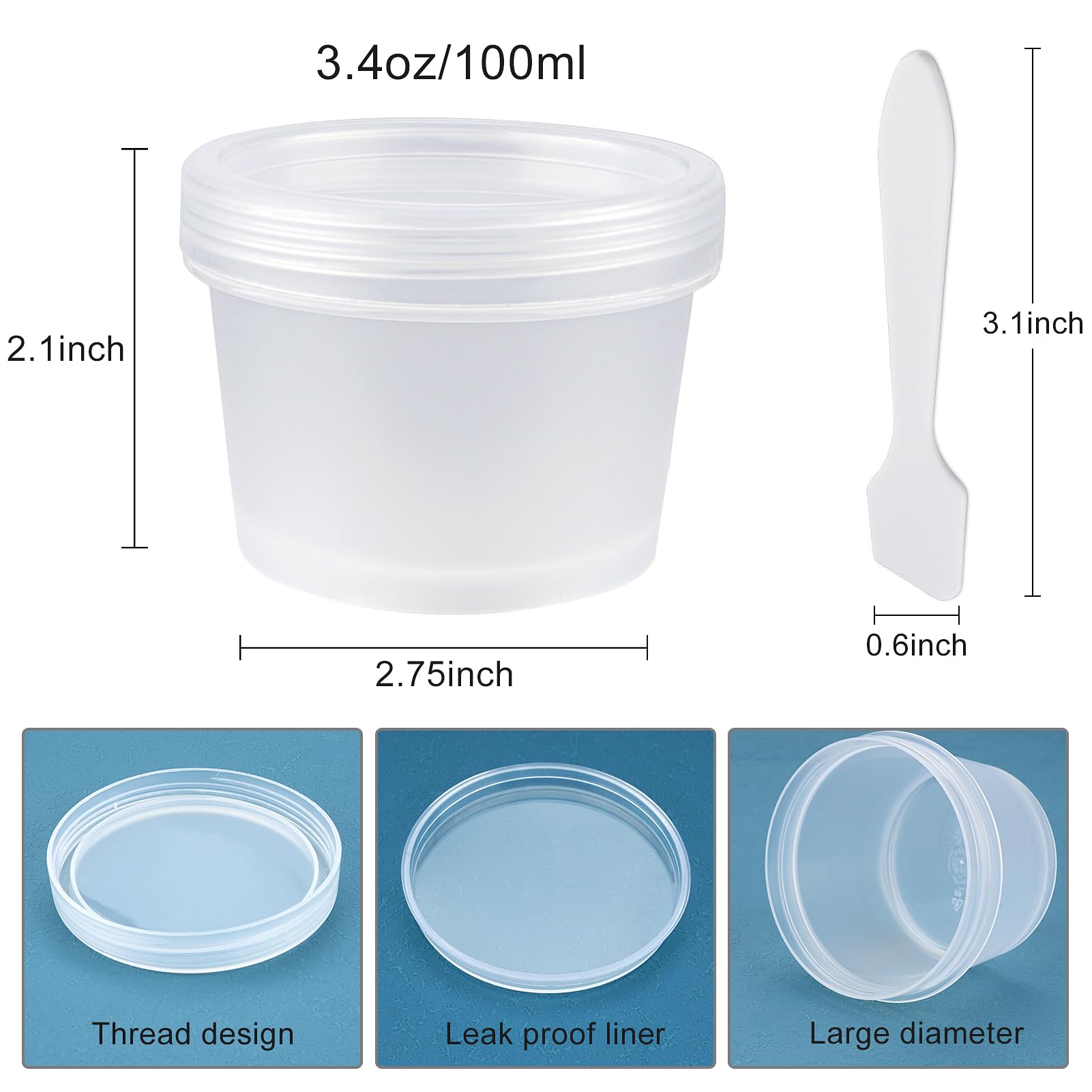 Cosywell Plastic Cream Jars 3.4oz/100ml Travel Containers for Toiletries Empty Cosmetic Pot Jars 4 Pieces Refillable TSA Approved Leak-proof Travel Size Accessories with Lids（Clear）