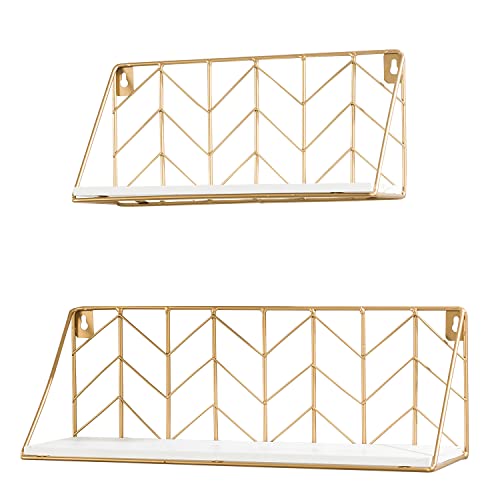 ZGZD White Floating Shelves Wall Mounted Set of 2 Wood Storage for Bedroom, Living Room, Bathroom, Kitchen, Office, Small and Large