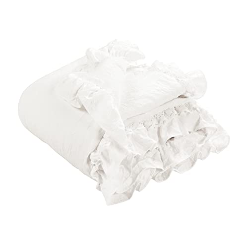 Lush Decor Ella Shabby Chic Ruffle Lace Blanket, 60" x 50", White