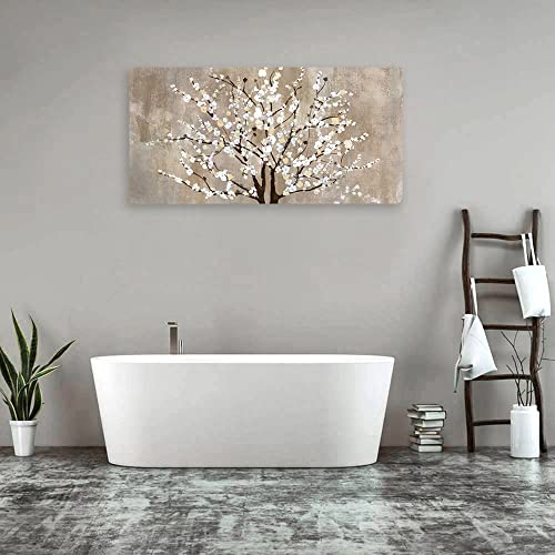 Flower Canvas Wall Art for Living Room Plum Blossom Canvas Wall Pictures for Bedroom Wall Decor Abstract Elegant Floral Canvas Prints Artwork Home Wall Decorations Framed Ready to Hang 20" x 40"