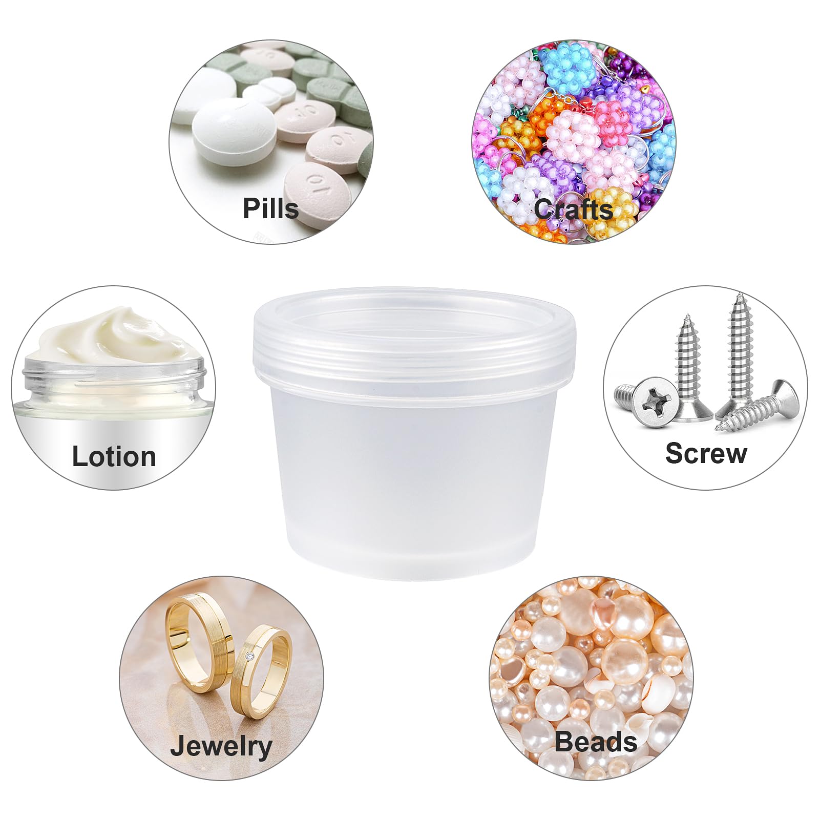 Cosywell Plastic Cream Jars 3.4oz/100ml Travel Containers for Toiletries Empty Cosmetic Pot Jars 4 Pieces Refillable TSA Approved Leak-proof Travel Size Accessories with Lids（Clear）