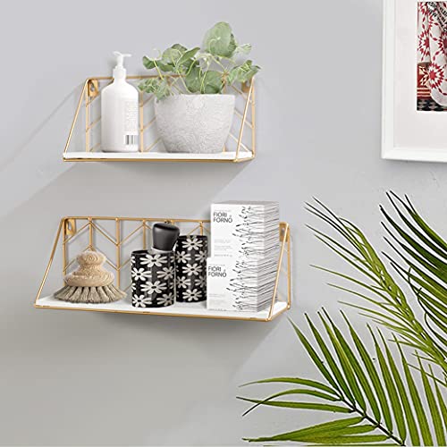 ZGZD White Floating Shelves Wall Mounted Set of 2 Wood Storage for Bedroom, Living Room, Bathroom, Kitchen, Office, Small and Large