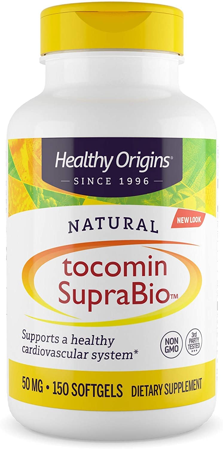 Healthy Origins Tocomin SupraBio (Tocotrienols), 50 mg - Supports Heart Health & Cardiovascular System - Tocotrienol & Vitamin E Supplement - Gluten-Free Skin Support - 150 Softgels