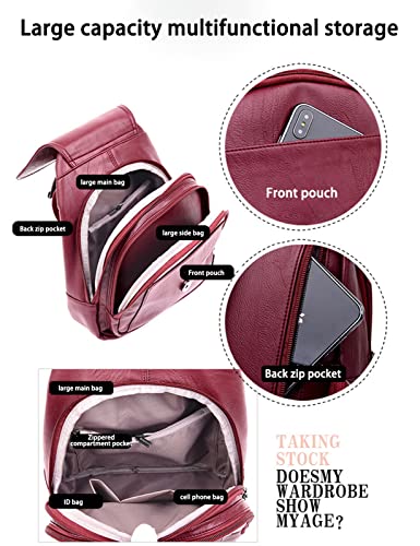 DevilAngel Soft Genuine Leather Backpack for Women,Large Capacity Satchel Shoulder Crossbody Handbags for Office Shopping Trip