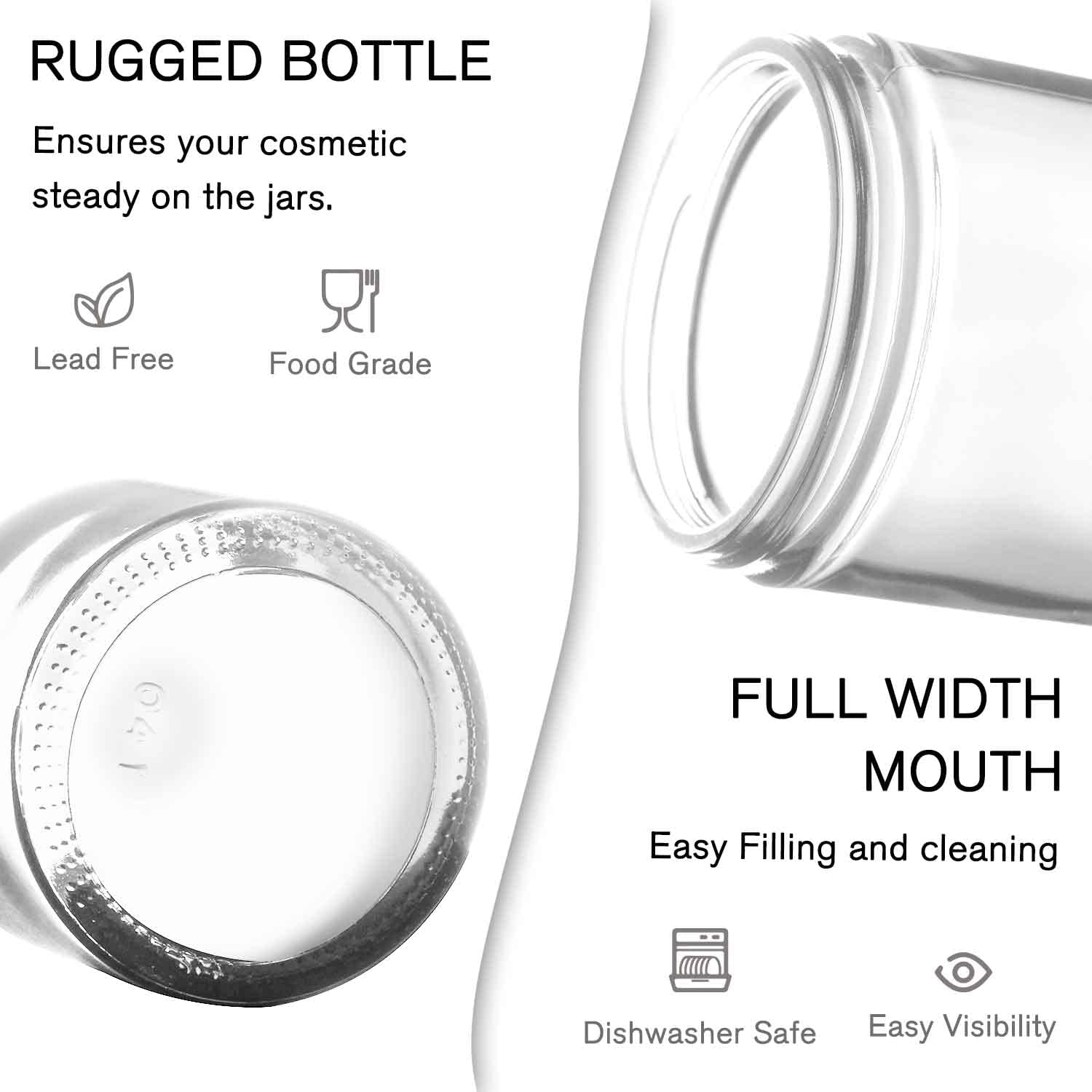 Small Glass Containers with Lids, Tecohouse 4 oz, 2 oz and 1 oz Clear Glass Jars with Lids & Inner Liners, Mini Travel Toiletries Container for Slime, Makeup, Cream, Lotion, Cosmetic - 3 pack