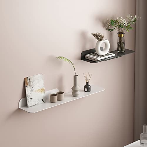 Nordic Style Wrought Iron Shelf on The Wall, Wall-Mounted Bookshelf, One-Word Storage Partition, Suitable for Living Room, Bedroom, Bathroom, Kitchen, Black
