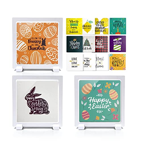 WINZEO 3PCSÂ Picture Frame Set for Holiday & Daily Decorations - 36 Interchangeable Farmhouse Tiered Tray Signs Decor,Table Shelf Anniversary Bedroom Office Decor, Happy Valentine's Day,Housewarming Gifts (White)