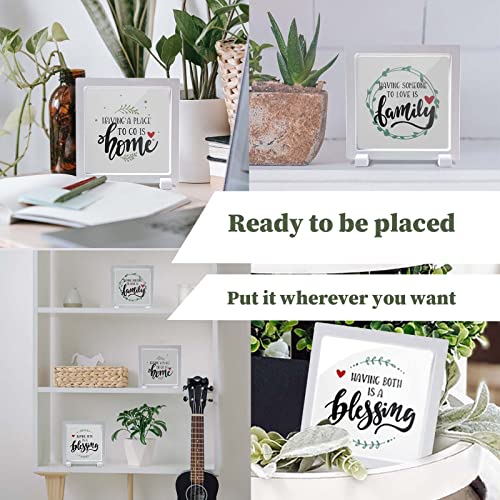 WINZEO 3PCSÂ Picture Frame Set for Holiday & Daily Decorations - 36 Interchangeable Farmhouse Tiered Tray Signs Decor,Table Shelf Anniversary Bedroom Office Decor, Happy Valentine's Day,Housewarming Gifts (White)