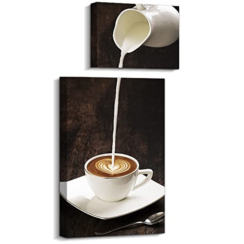 Kitchen Dining Room Wall Decor Funny Latte Canvas Wall Art Modern Home Coffee Bar Decorative (coffee)